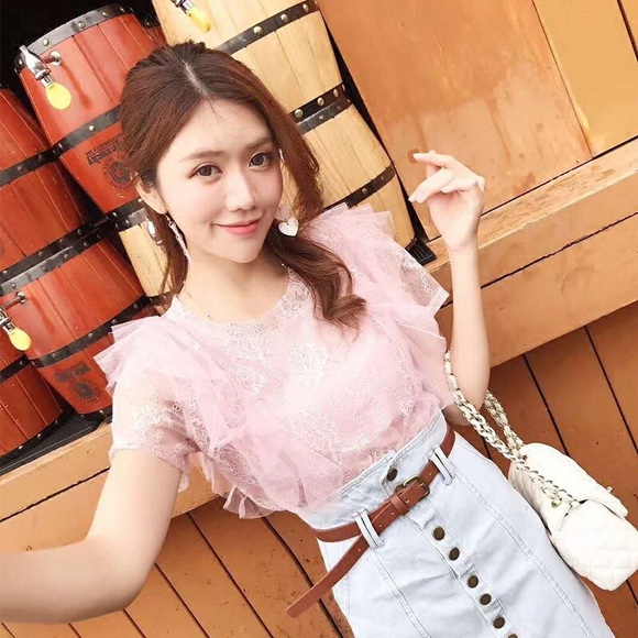 unbranded | Tops | Japanese Kawaii Gyaru Summer Pink Lace Ruffle ...